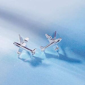 Tiny Airplane Stud Earrings Cute Aircraft Frog Fox Giraffe Earrings for Women Men-Airplane