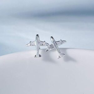 Tiny Airplane Stud Earrings Cute Aircraft Frog Fox Giraffe Earrings for Women Men-Airplane