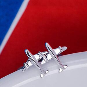 Tiny Airplane Stud Earrings Cute Aircraft Frog Fox Giraffe Earrings for Women Men-Airplane