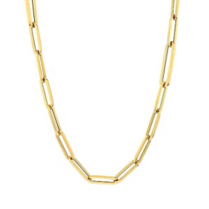 jewelry affairs 14k yellow real gold paperclip chain necklace, 3mm (18.0 inches)