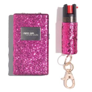 super-cute pepper spray & stun gun kit - professional grade, maximum strength pepper spray & powerful, high voltage & compact stun gun - pink & pink