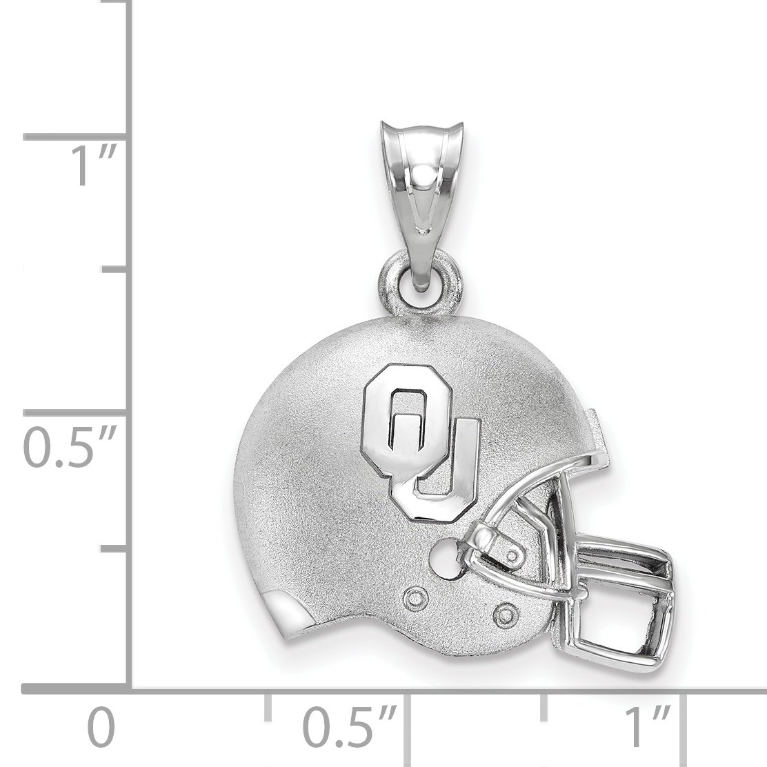 Jewelry Stores Network University of Oklahoma Sooners School Letters on Football Helmet Pendant in Sterling Silver 16 mm x 20 mm