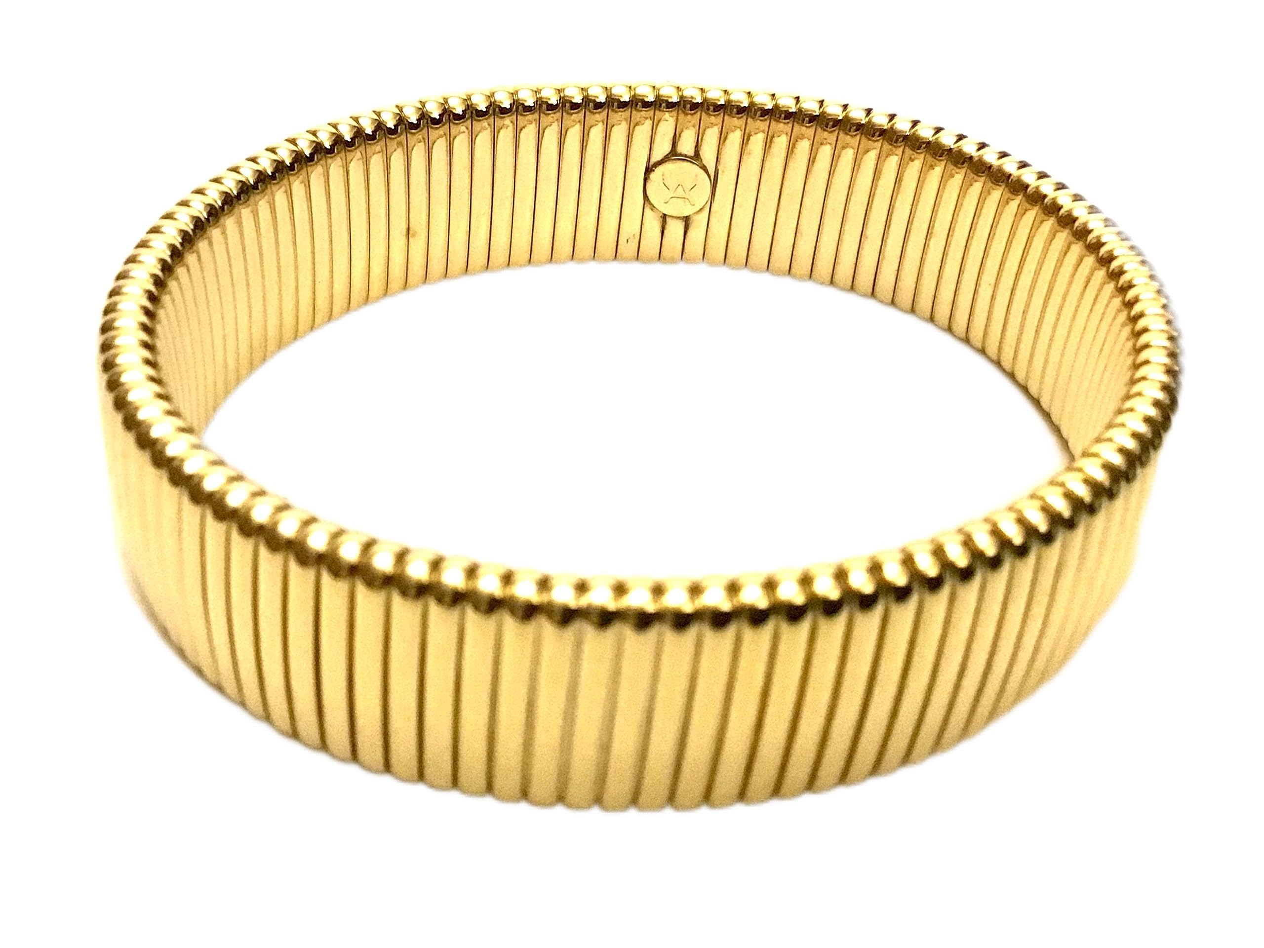 Marshal Metal Fashion Bracelet Omega Style Brass Polished Stretch Cobra Bracelet (Gold)