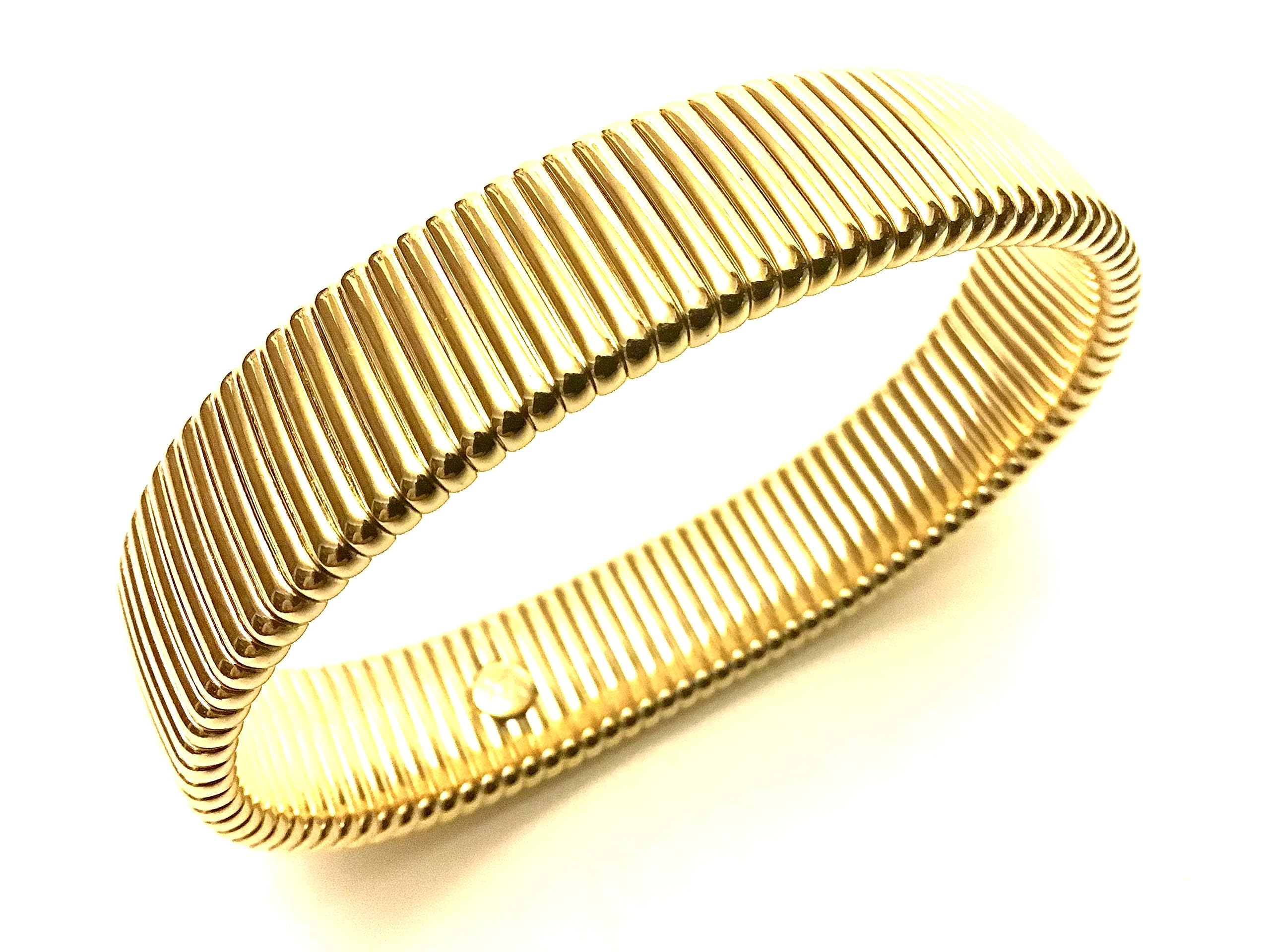 Marshal Metal Fashion Bracelet Omega Style Brass Polished Stretch Cobra Bracelet (Gold)