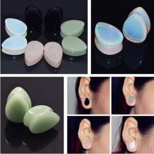 JOYTOYOU 8Pcs 00g Teardrop Ear Gauge Plugs Tunnels Saddle Expander Piercing Jewelry