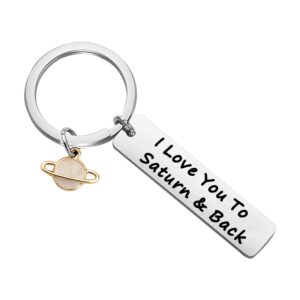 lqri long distance relationship gift anniversary keychain i love you to saturn and back couple keychain anniversary keepsake for wife huaband girlfriend boyfriend (sliver)