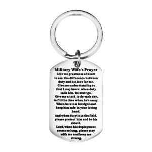 bobauna military wife prayer keychain please stay with me and keep me strong deployment army gift (military wife's prayer keychain)