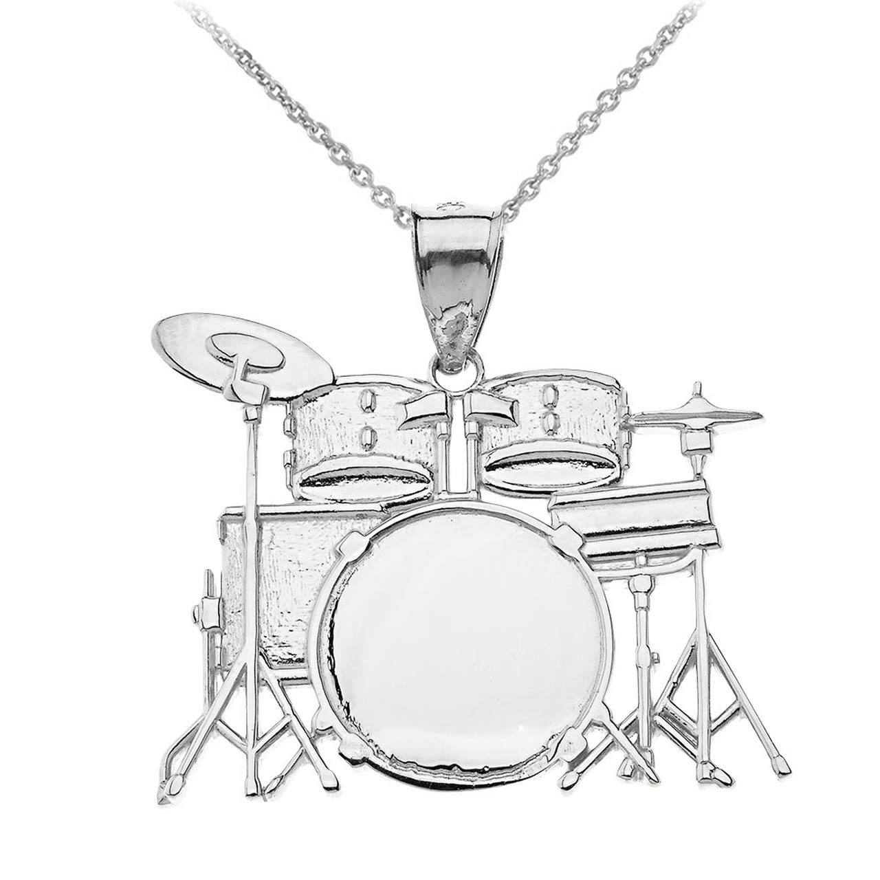 Sterling Silver Music Drum Set Pendant Necklace, 16"