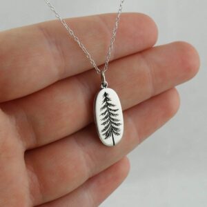 FashionJunkie4Life Pine Tree Necklace | 18” Sterling Silver Necklace with Sterling Silver Pine Tree Charm | Sterling Silver Jewelry for Men & Women