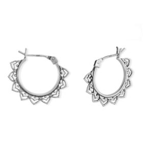 boma jewelry sterling silver bali style boho flower hinged snapback hoop earrings