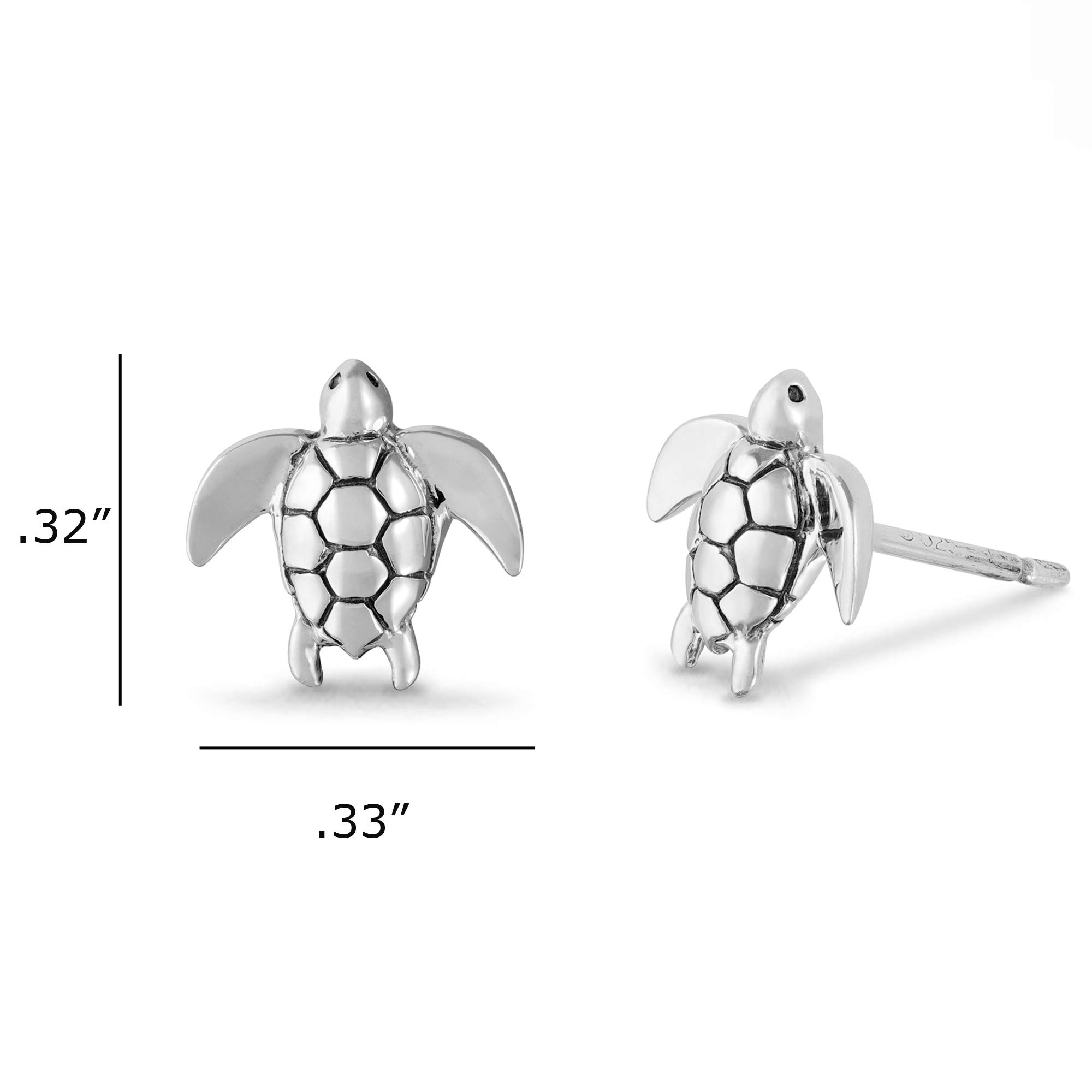 Boma Jewelry Sterling Silver Sea Turtle Animal Stud Earrings