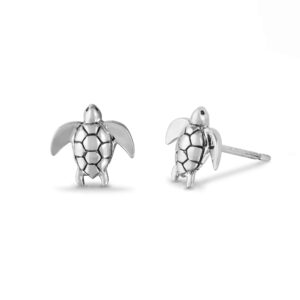 Boma Jewelry Sterling Silver Sea Turtle Animal Stud Earrings