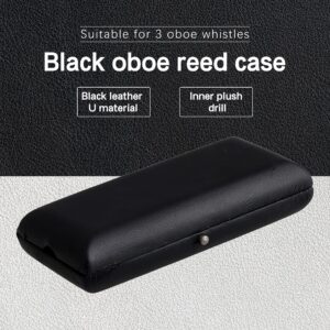 Bstinay Black Wooden & PU Leather Oboe Reed Case Holder Storage Box for 3pcs Oboe Reeds