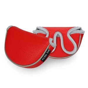 BIG TEETH Golf Head Covers Center Shaft Putter Cover Mini Putter Headcover Golf Club Protector Magnetic Closure (Red)