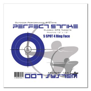 Perfect Strike ARCHERY System Targets. Classic OPS No. 007. Five Spot Targets. Heavy Paper Practice Targets. Great for improving Accuracy. 12" x 12". (24 Targets.)