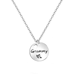 lqri grandma necklace round disc grandma stainless steel charm necklace best grandma ever gift for grandma nana (necklace)