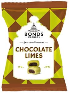 original bonds london chocolate limes bag lime flavored boiled sweets with a chocolate centre imported from the uk england a classic sweetshop favorite british candy