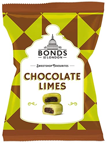 Original Bonds London Chocolate Limes Bag Lime Flavored Boiled Sweets With A Chocolate Centre Imported From The UK England A Classic Sweetshop Favorite British Candy