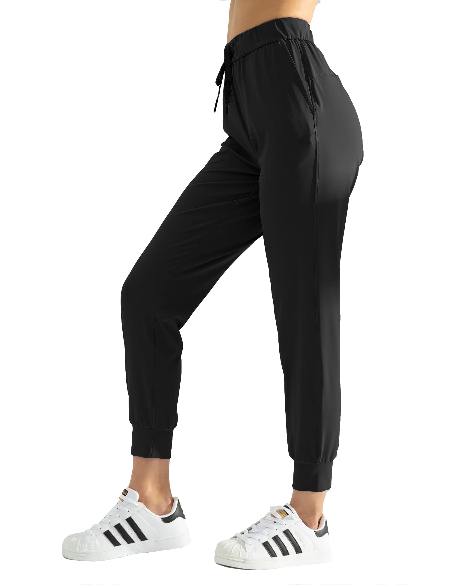 AJISAI Women's Joggers Pants Drawstring Running Sweatpants with Pockets Lounge Wear Black S