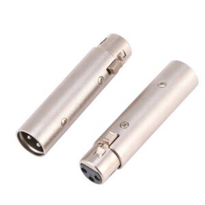 zerone 2pcs 3-pin xlr male to female socket connector audio microphone mic extension adapter gender changer coupler