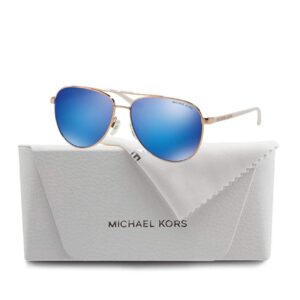 Michael Kors MK5007 HVAR Aviator 104525 59M Rose Gold White/Blue Mirror Sunglasses For Women + BUNDLE with Designer iWear Eyewear Kit