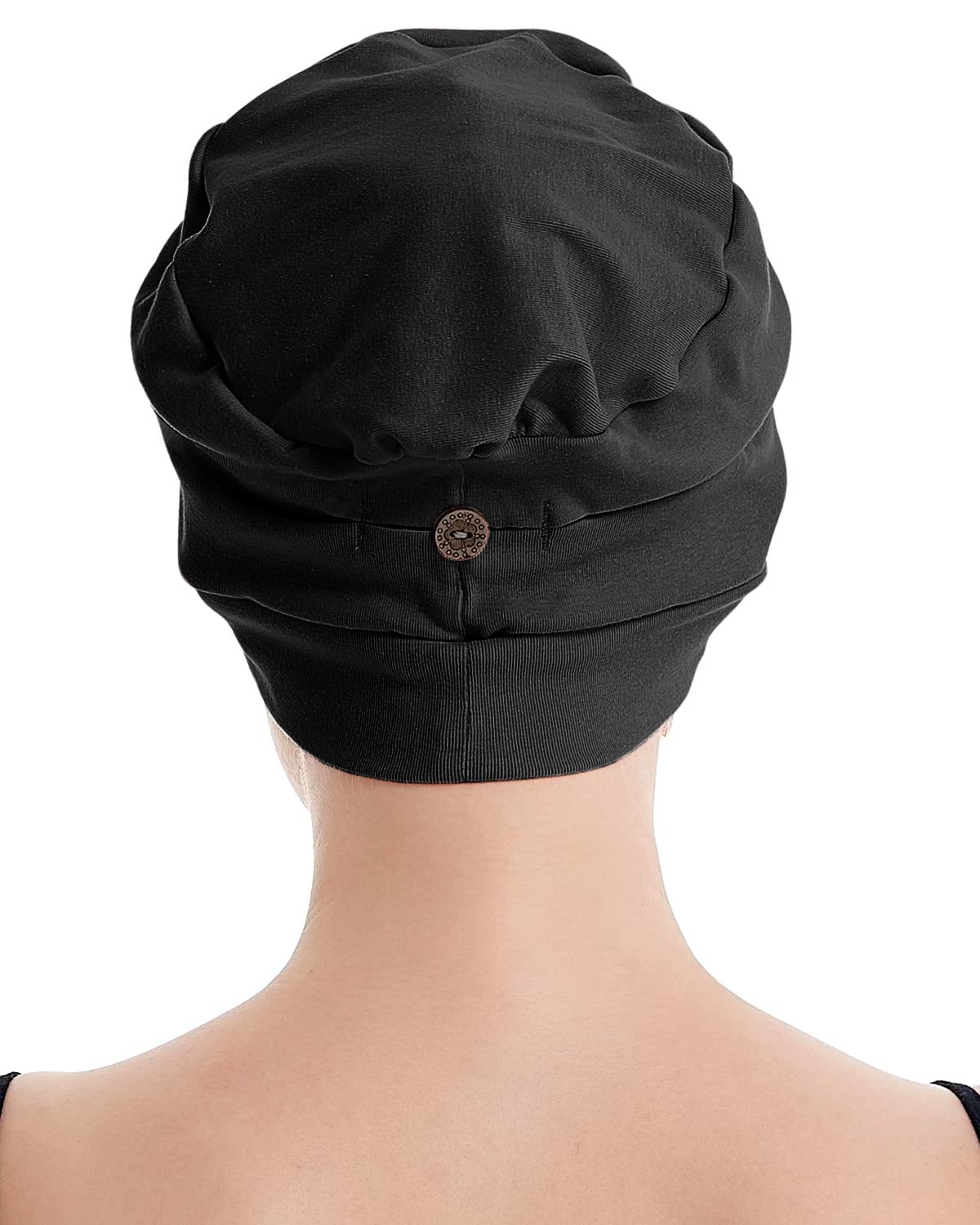 osvyo Cotton Chemo Turbans for Women Cancer hairloss hat - Cotton LightWeight headwear Sealed Packaging BLACK