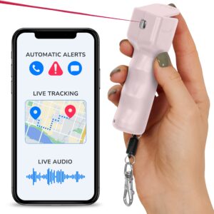 plegium smart mini pepper spray - the original smart spray, pair w/smartphone for location sharing, texts & phone alerts to emergency contacts, military grade spray, compact version no strobe, siren