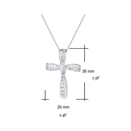 FANCIME Cross Necklace For Women Sterling Silver Cubic Zirconia Twisted Cross Infinity Open Loop Pendant Gift For Women, 18" Extender