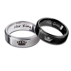 HUASAI 4Pcs Crown Tungsten Rings Set for Couples King Queen Promise Wedding Engagement Jewelry (7)