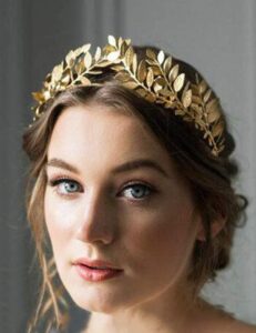 chargances bridal gold leaf crown headband bridal tiara gold leaf headpiece for wedding prom festival bridesmaid hair accessoriecs(gold)