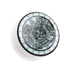 covet jewelry glow in the dark mayan calendar single flared ear gauge plug (0 ga (8mm))