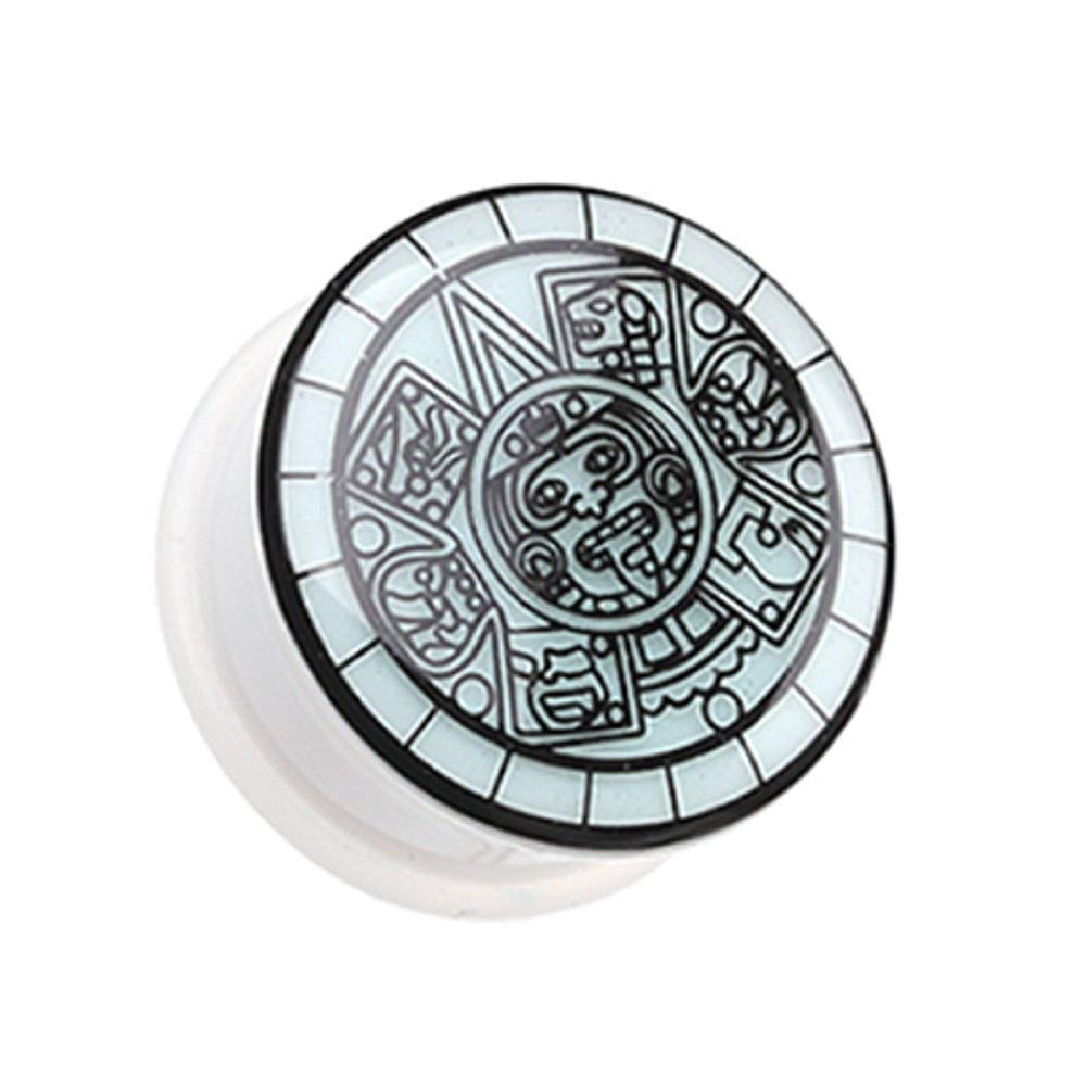 Covet Jewelry Glow in The Dark Mayan Calendar Single Flared Ear Gauge Plug (0 GA (8mm))