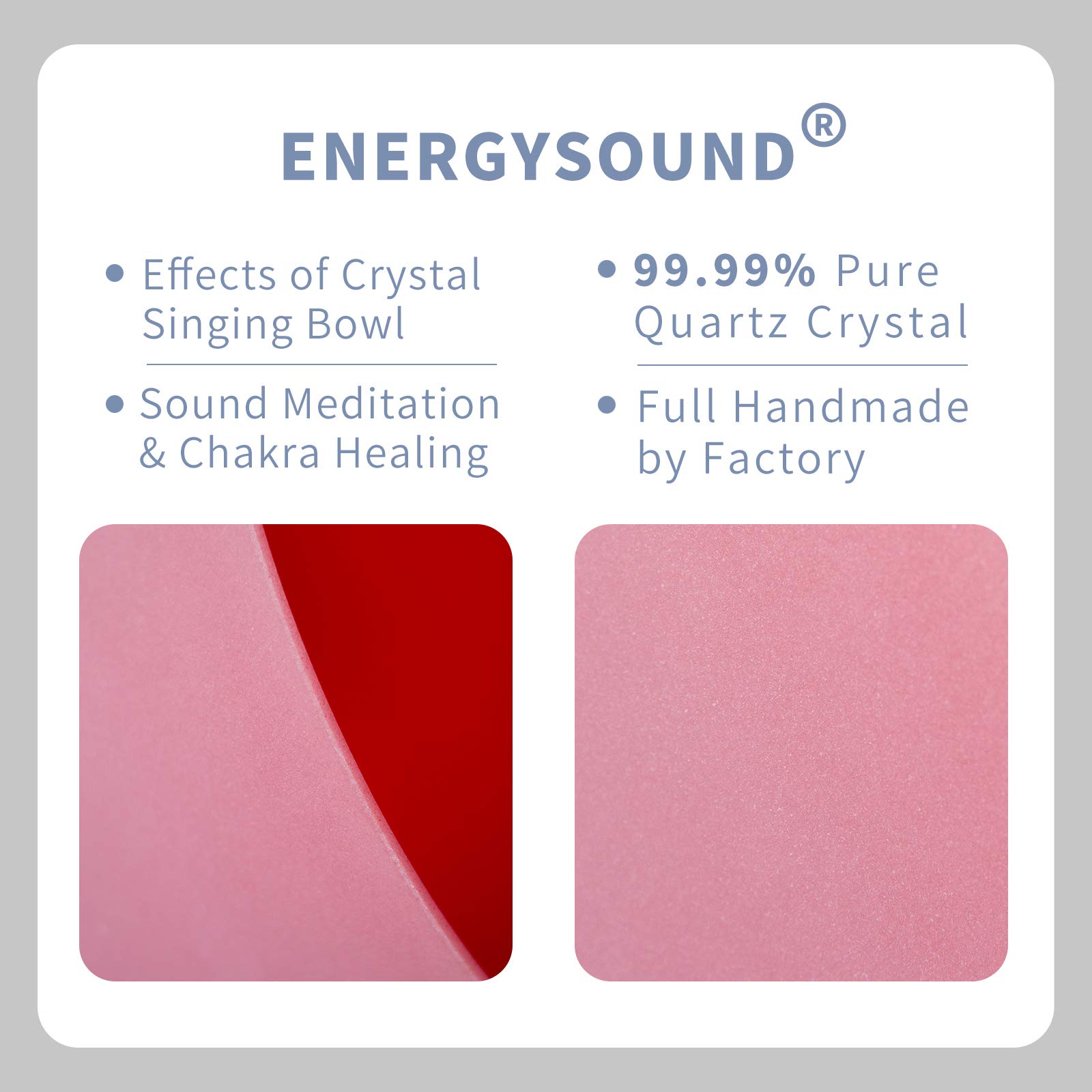 ENERGYSOUND Red Colored Frosted C Note Root Chakra Quartz Crystal Singing Bowl 10 inch +Carrier Bag mallet and o-ring included