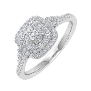 1/3 carat cushion cut halo diamond engagement ring in 10k white gold (ring size 5)