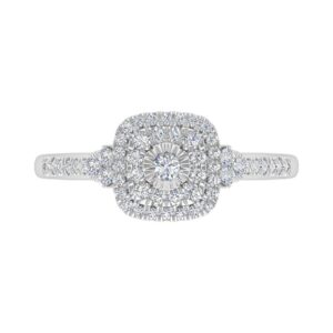 1/3 Carat Cushion cut Halo Diamond Engagement Ring in 10K White Gold (Ring Size 5)