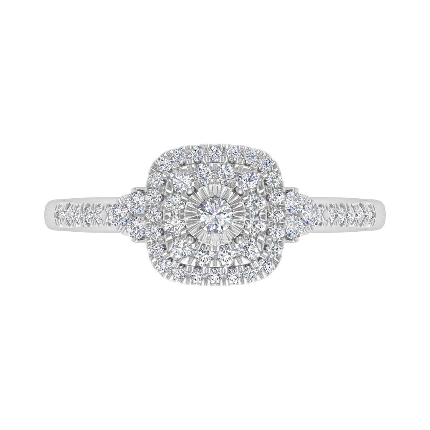 1/3 Carat Cushion cut Halo Diamond Engagement Ring in 10K White Gold (Ring Size 5)