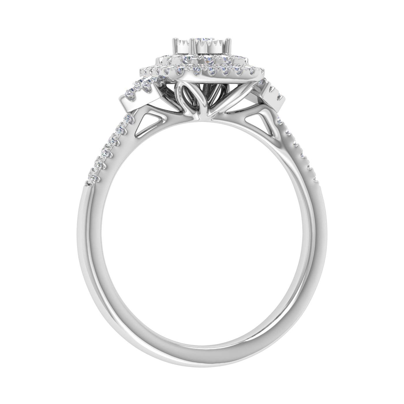 1/3 Carat Cushion cut Halo Diamond Engagement Ring in 10K White Gold (Ring Size 5)