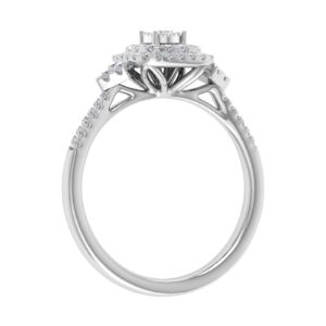 1/3 Carat Cushion cut Halo Diamond Engagement Ring in 10K White Gold (Ring Size 7)