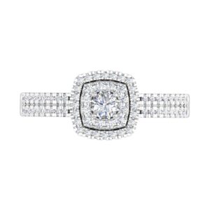 1/2 Carat Double Halo Diamond Ring in 10K White Gold (Ring Size 7.5)