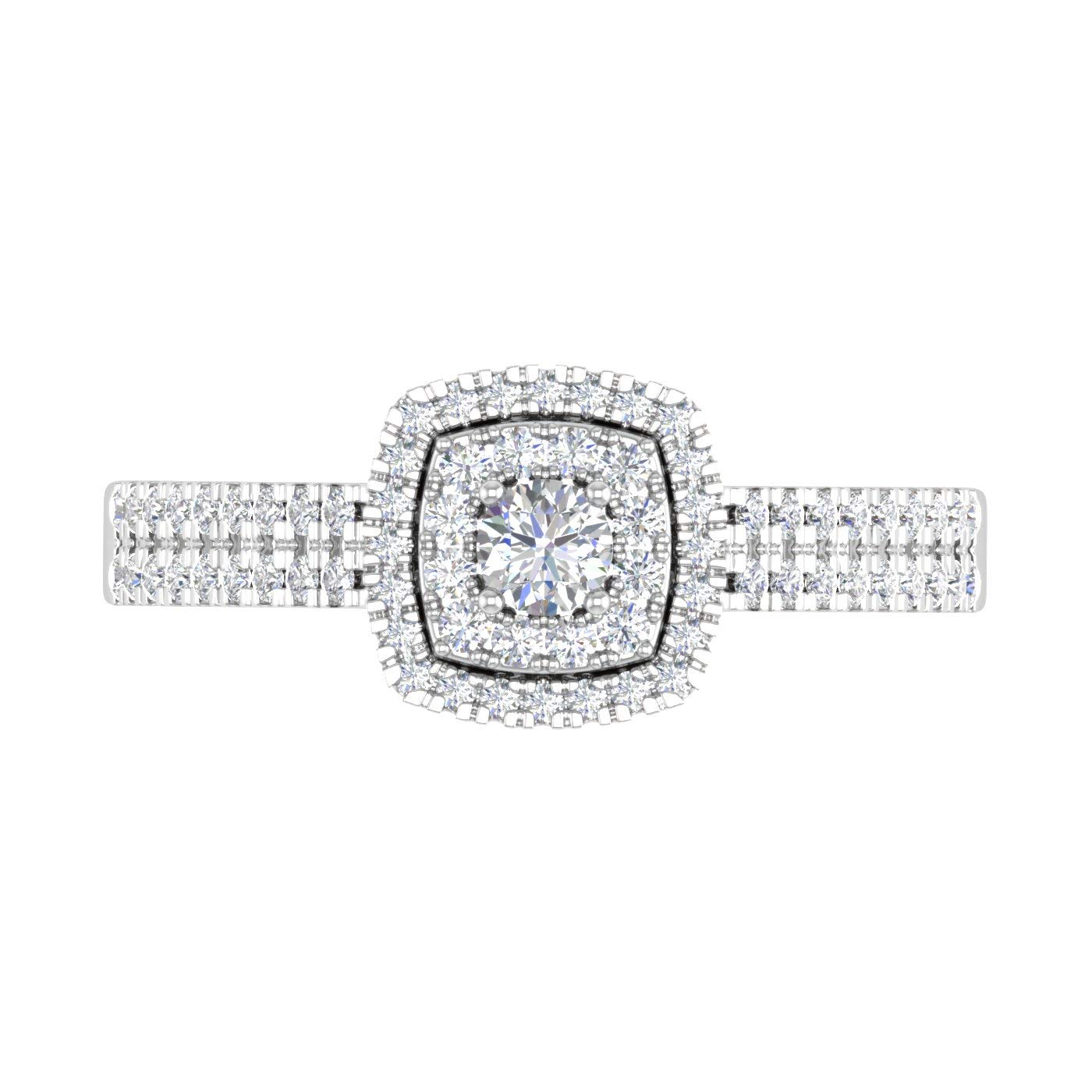 1/2 Carat Double Halo Diamond Ring in 10K White Gold (Ring Size 7.5)