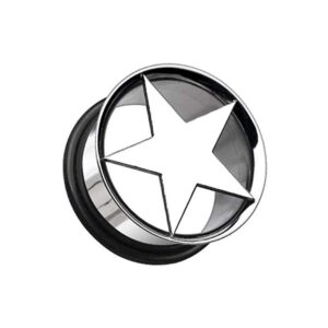 covet jewelry nova star hollow steel single flared ear gauge plug (9/16" (14mm))