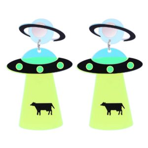 fenical ufo earring exaggerated earring acrylic earring drop for woman girls ladies 1pair