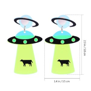 FENICAL UFO Earring Exaggerated Earring Acrylic Earring Drop for Woman Girls Ladies 1Pair