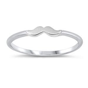 closeoutwarehouse 925 sterling silver high polished small mustache ring size 6