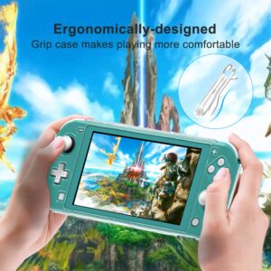 Crystal Clear Cover Case for Switch Lite, Ultra Slim Clear Hard PC Protective Case Compatible with Nintendo Switch Lite with a Glass Screen Protector and 8 Thumb Grips Caps