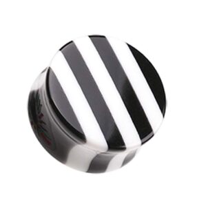 covet jewelry brilliant stripes double flared ear gauge plug (1" (25mm), white)