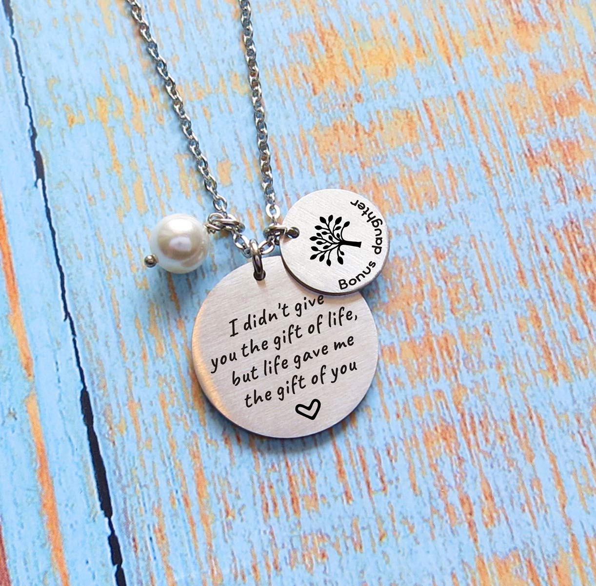 Stepdaughter Gift - I Didn't Give You the Gift of Life But Life Gave Me the Gift of You - Family Tree Pendant Necklace Step Daughter Gifts from Stepmom or Stepdad