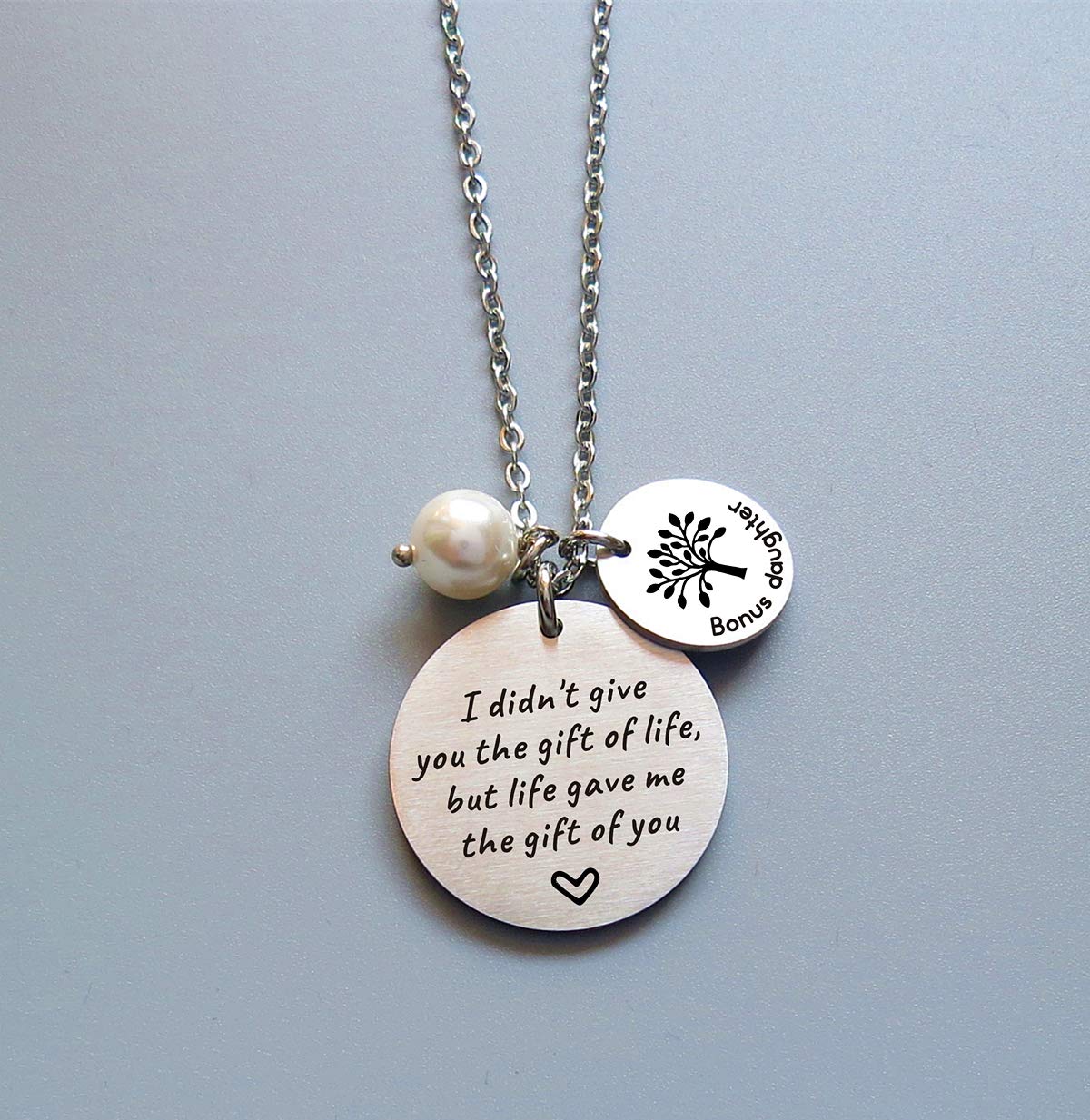 Stepdaughter Gift - I Didn't Give You the Gift of Life But Life Gave Me the Gift of You - Family Tree Pendant Necklace Step Daughter Gifts from Stepmom or Stepdad