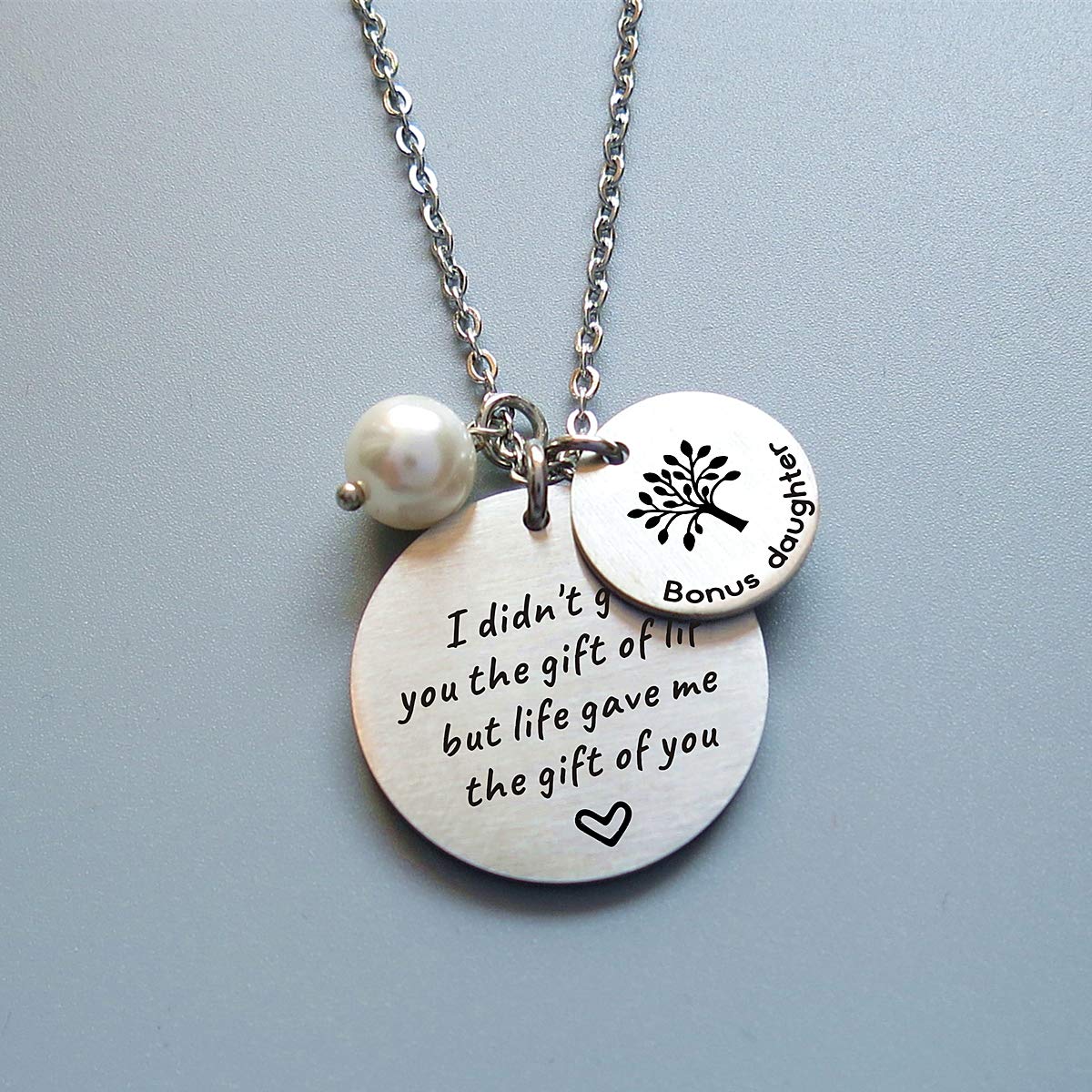 Stepdaughter Gift - I Didn't Give You the Gift of Life But Life Gave Me the Gift of You - Family Tree Pendant Necklace Step Daughter Gifts from Stepmom or Stepdad