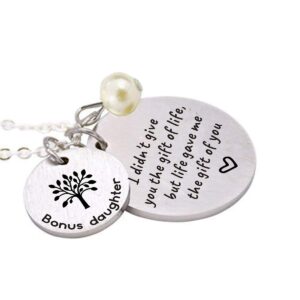 Stepdaughter Gift - I Didn't Give You the Gift of Life But Life Gave Me the Gift of You - Family Tree Pendant Necklace Step Daughter Gifts from Stepmom or Stepdad